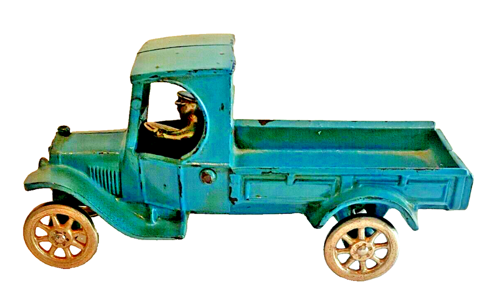 EARLY ARCADE CAST IRON MODEL T BLUE PICKUP C CAB TRUCK NICKEL WHEEL w ...