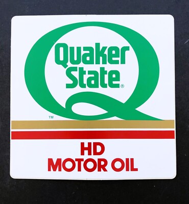 VINTAGE QUAKER STATE OIL HD MOTOR OIL 6" X 6" ADHESIVE BACK STICKER ...