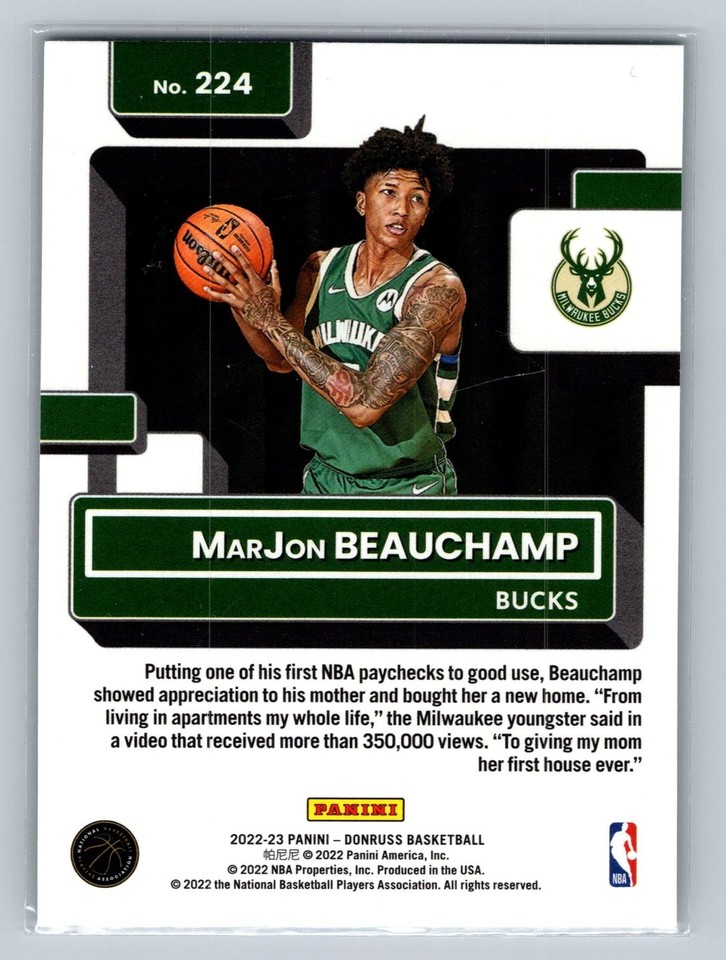 2022-23 Donruss MarJon Beauchamp Holo Laser Green Rookie #224 | eBay