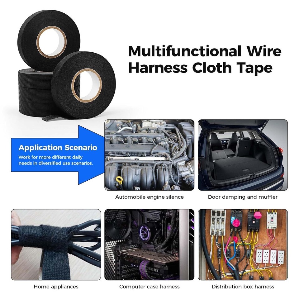 5 Rolls Cloth Tape Wire Electrical Wiring Harness car auto suv truck 3/ ...