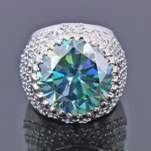 6 ct Lab Created Blue Diamond Solitaire Ring In White Gold Plated VVS1 ...