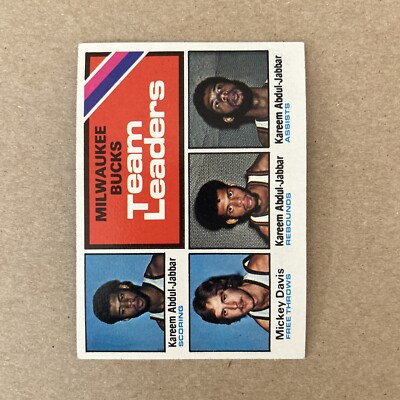 1975-76 Topps Team Leaders Kareem Abdul Jabbar Mickey Davis Bucks Card ...