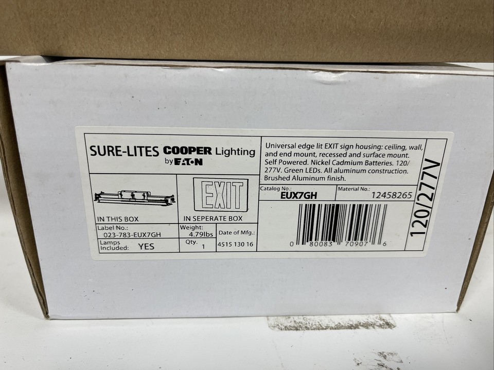 New Eaton Sure-Lites Universal Mount Green LED EXIT SIGN 120V/277V ...