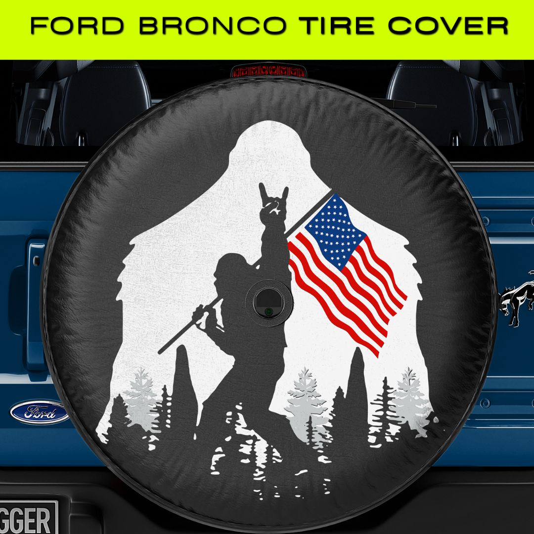 35" FORD BRONCO Spare Tire Cover with BACKUP CAMERA - Sasquatch Tire ...