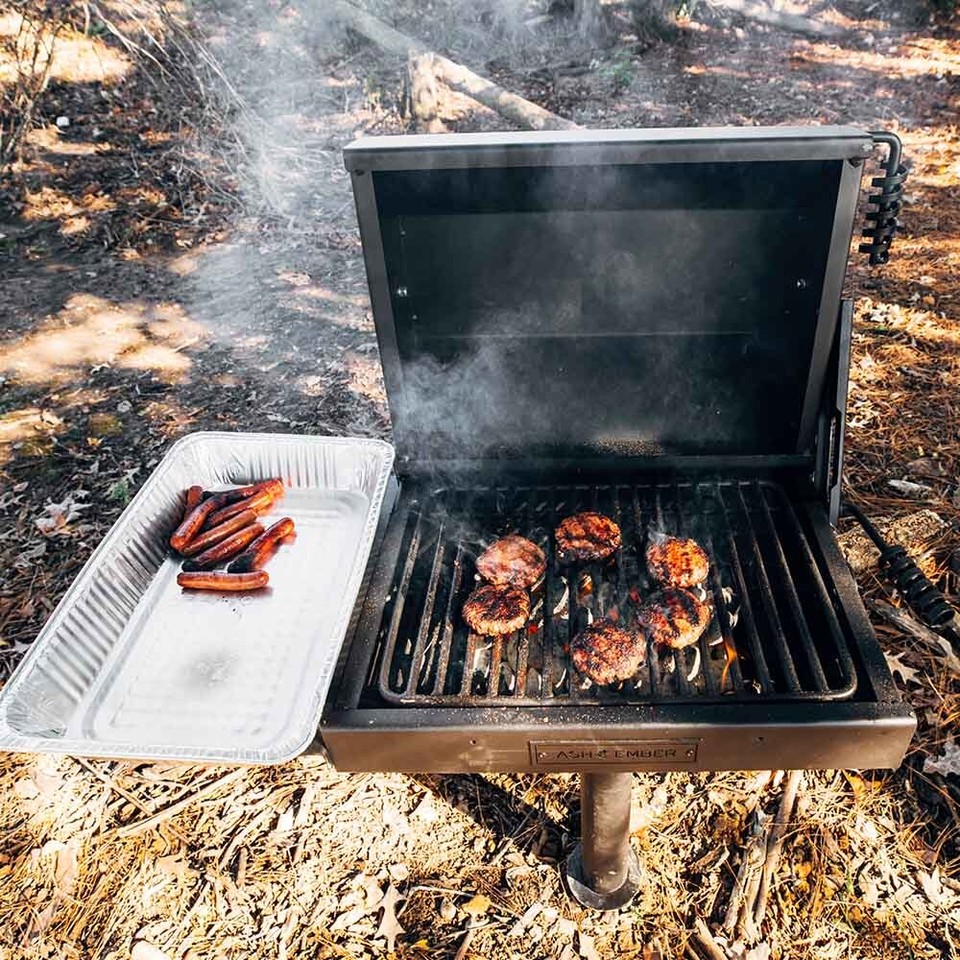 Ash & Ember Park-Style Grill/Smoker, 390 Sq. Inch Charcoal Grill with ...