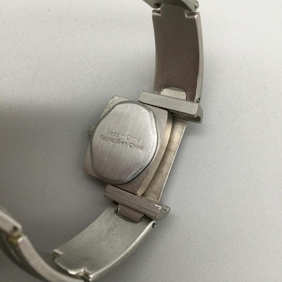 Hidden Slide Dial Watch Womens 18mm Silver Tone White Dial New Battery ...