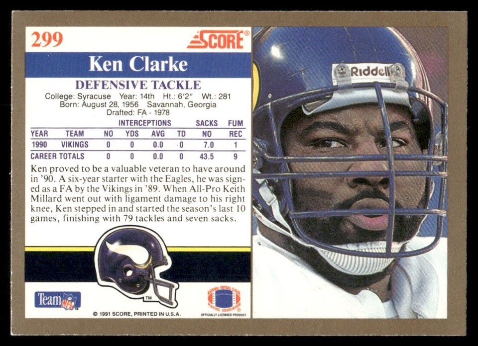 1991 Score #299 Ken Clarke | eBay
