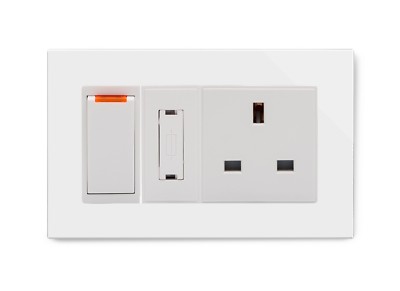 RetroTouch Switched Fused Spur with 13a Unswitched Socket PG White ...
