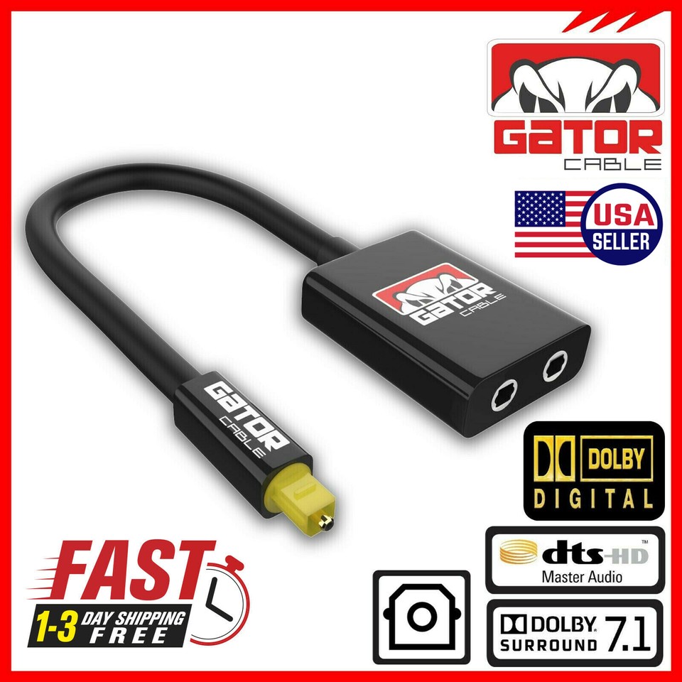 Dual Port Optical Toslink Digital Adapter Splitter Audio Cable Fiber 1 ...