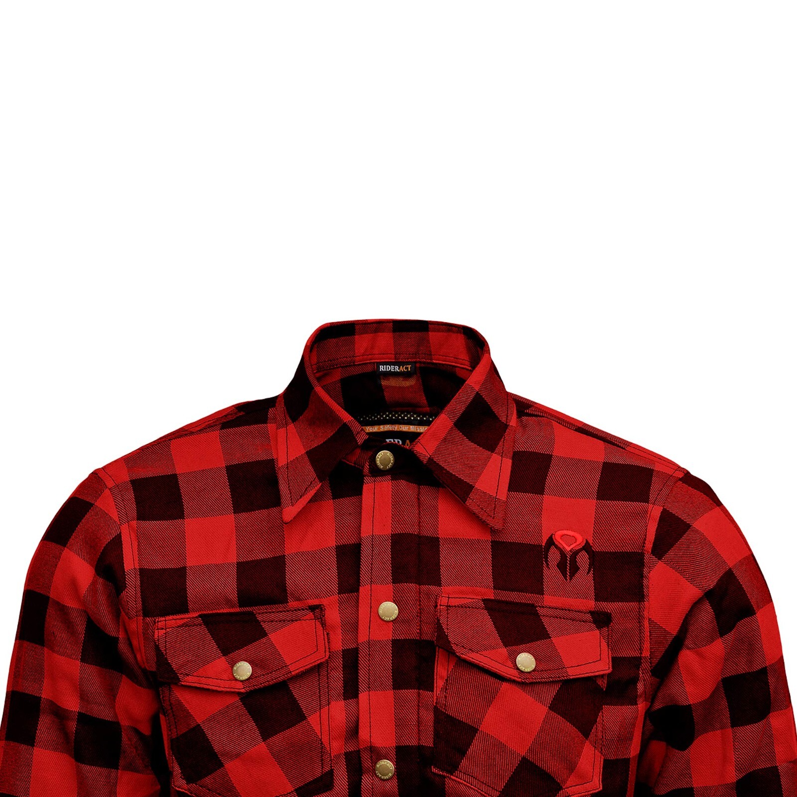 RIDERACT® Motorcycle Flannel Shirt Zippered Motorbike Reinforced Riding ...