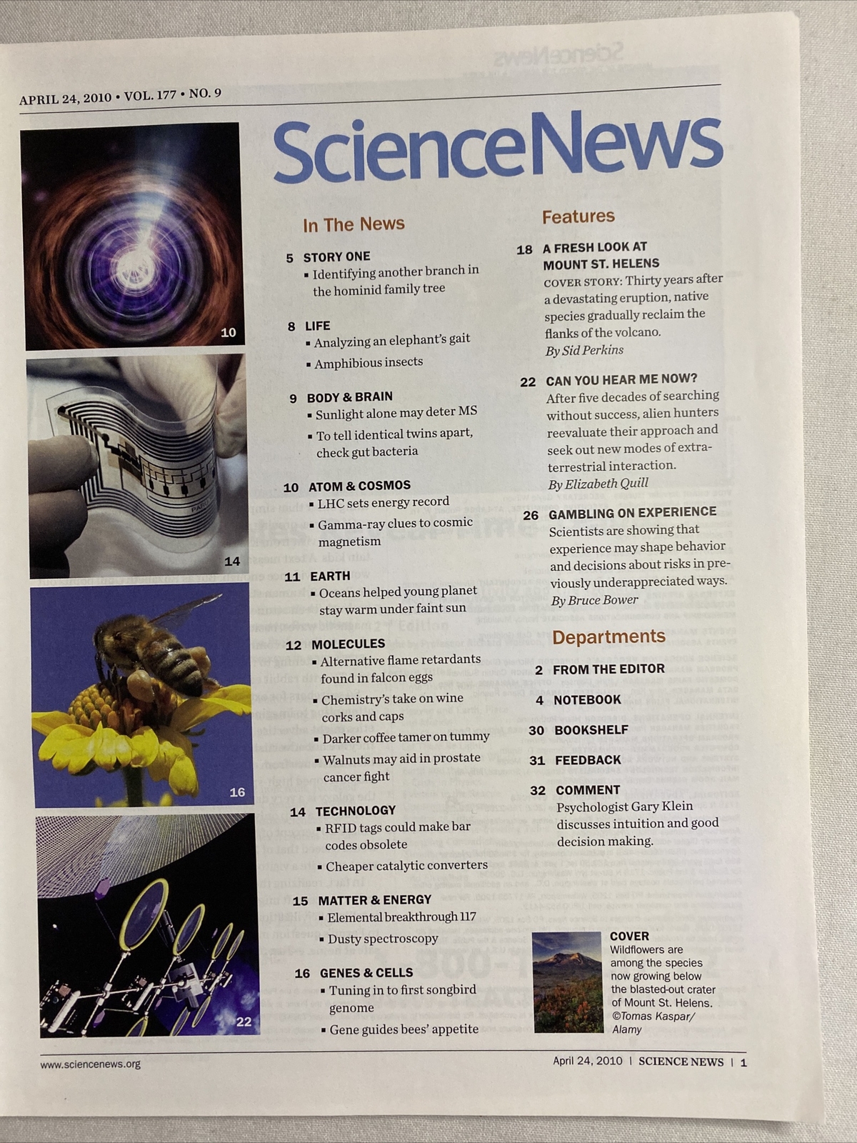 2010 April 24 Science News Magazine Mount St. Helens 30 Years Later ...