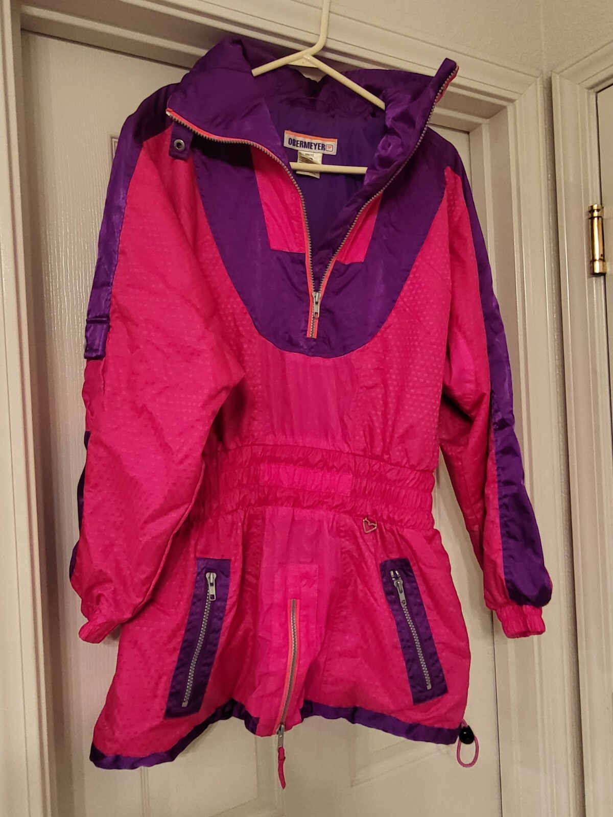 Vintage 80s 90s Ski Jacket WOMENS Neon Pink Purple 18 Juniors | eBay