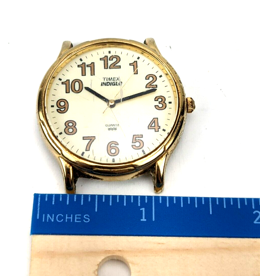 Vintage Gold Tone Timex Indiglo Watch No Band Backlight Dial Glow ...
