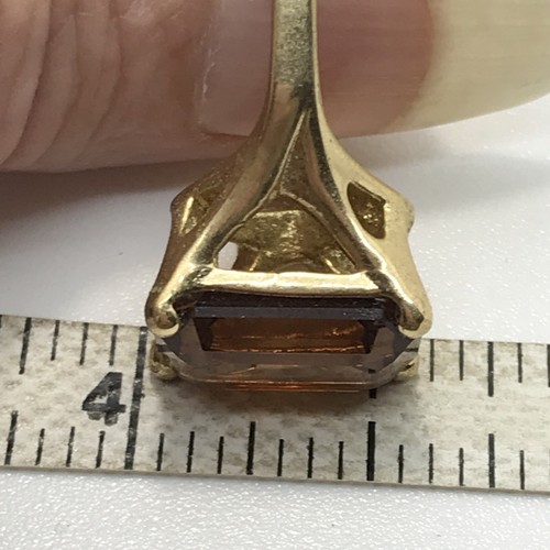 Vintage Signed A 18K GE Gold Plated Amber/ Rust Color Crystal Ring sz 8 ...