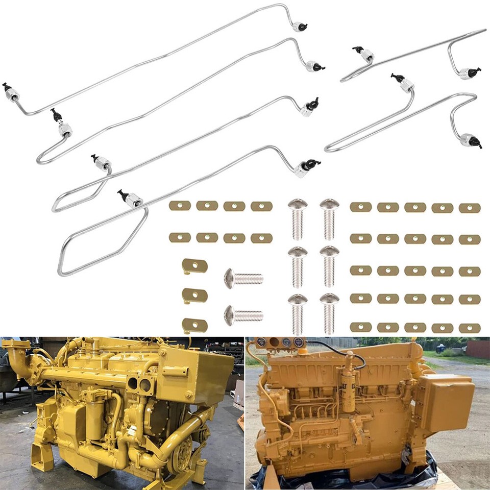 Fuel Injection Lines Kit with Clamps For Caterpillar CAT 3406 3406B ...
