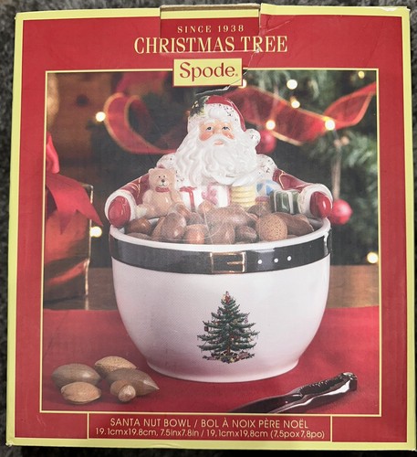 Spode Christmas Tree Santa Claus Nut Bowl Ceramic Holiday Decor Box ...