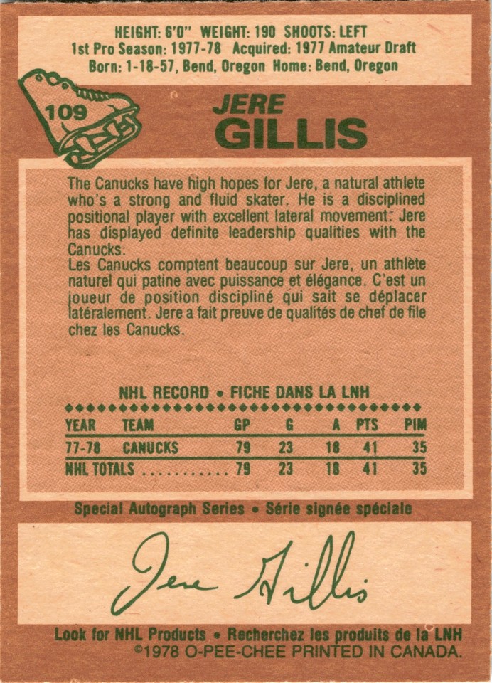 1978 Topps #109 Jere Gillis Great | eBay