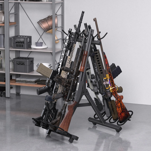 Rifle Shotgun Rack Portable Folding Free-Standing for Indoor Hold up to ...