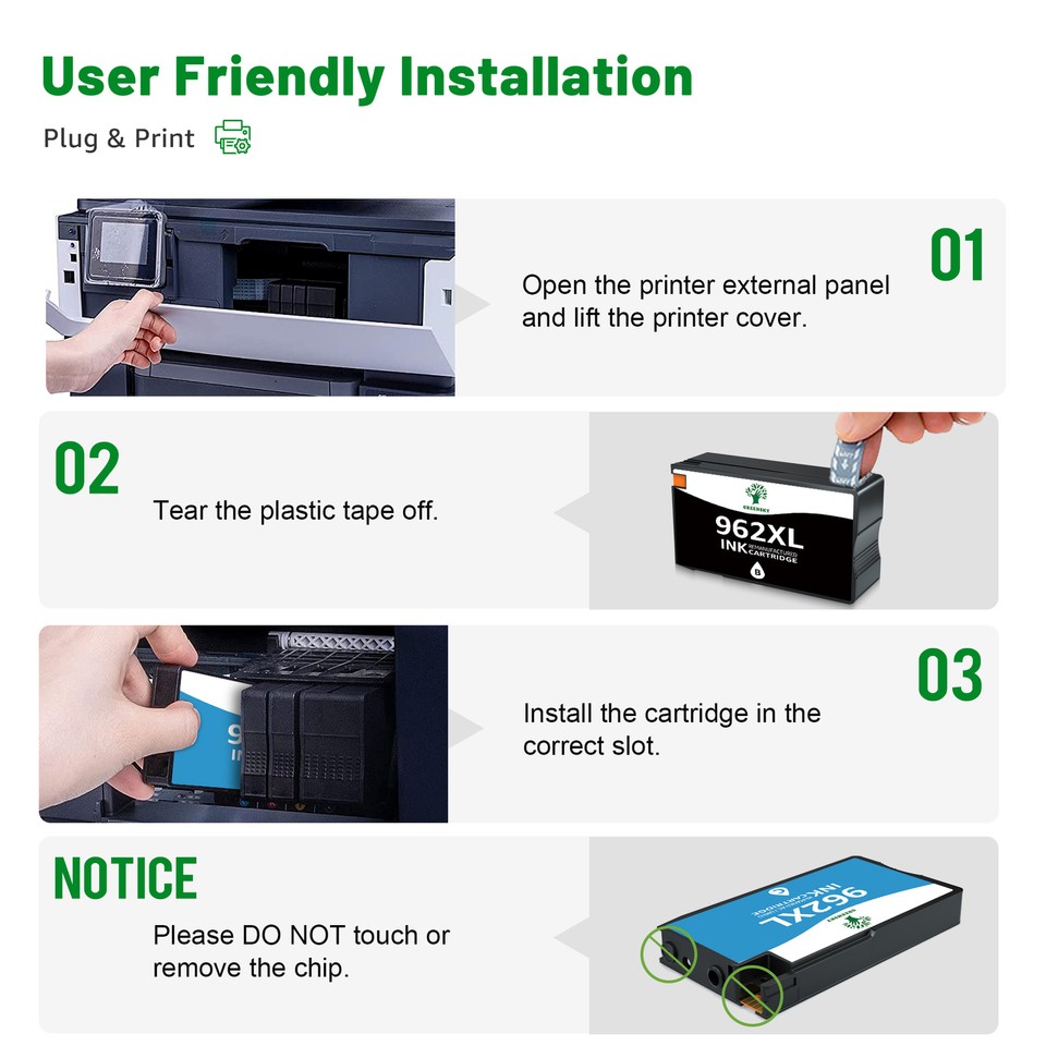 1-5P Compatible 962XL Ink for HP OfficeJet Pro 9010 9018 9025 9010 9012 ...