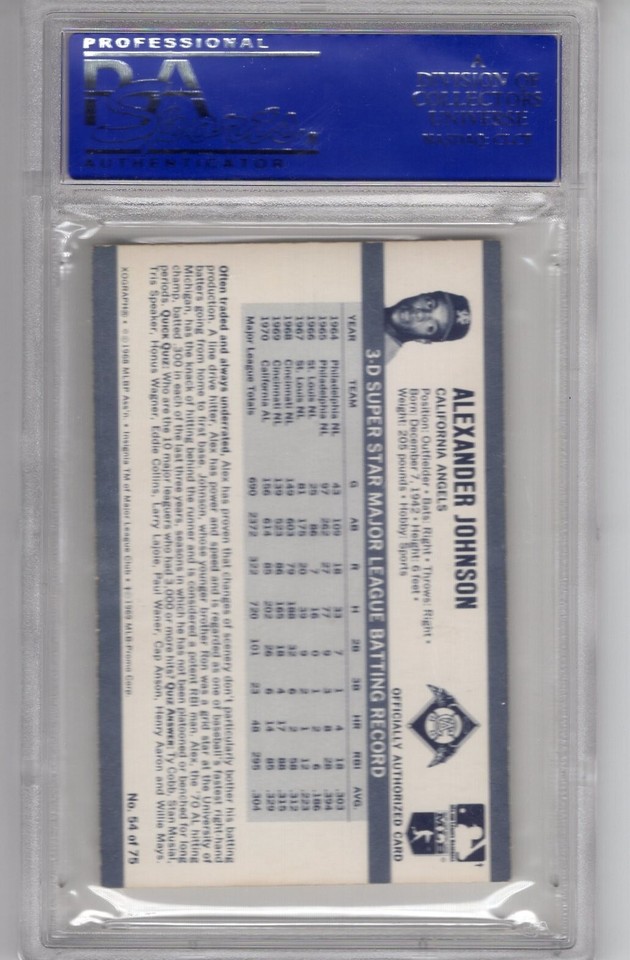 1971 Kelloggs Baseball #54 Alex Johnson Angels Crest Logo PSA 8 NM-MT ...