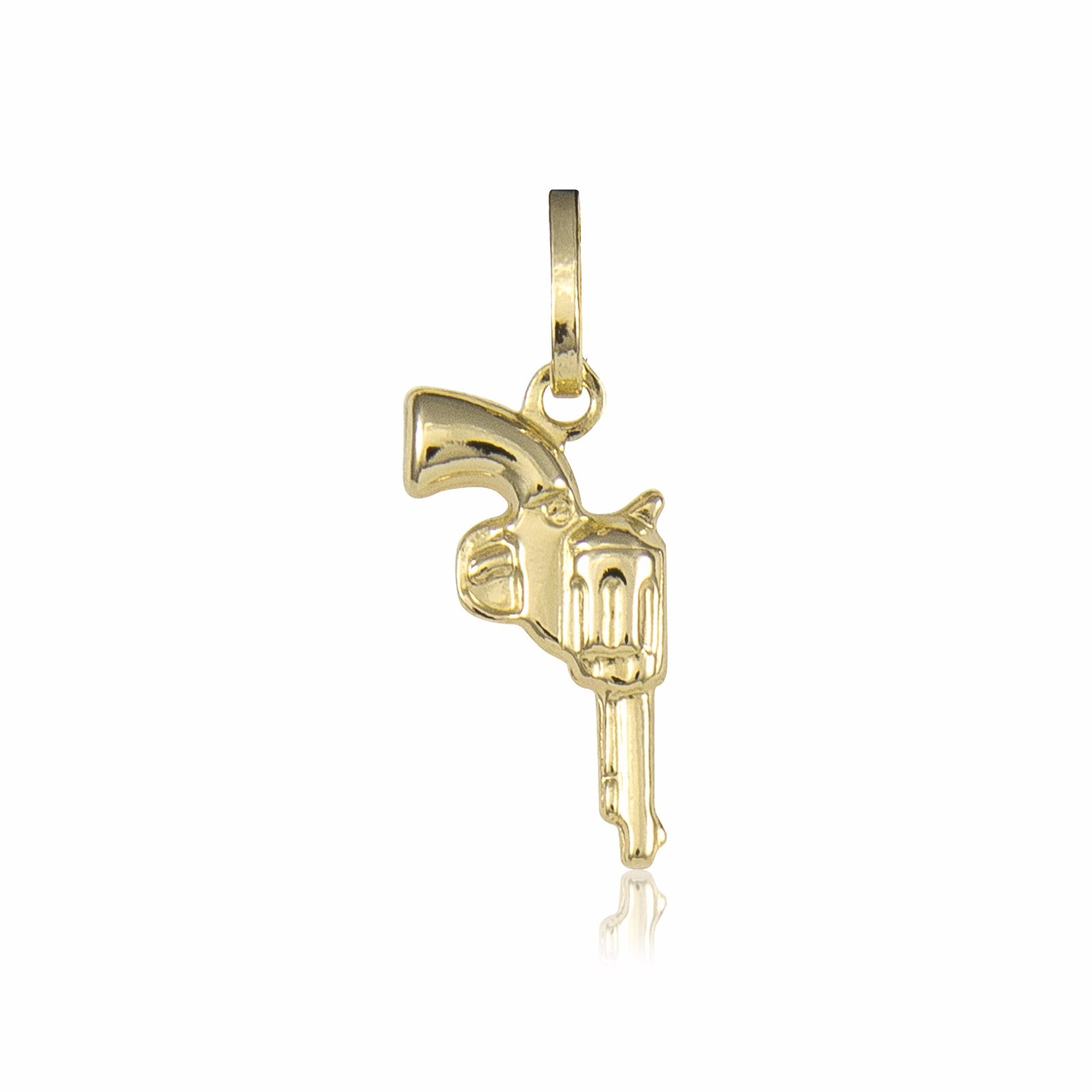 14K Yellow Gold Revolver Gun Pendant - Handgun Pistol Firearm Necklace ...