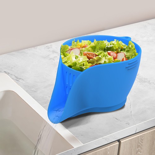 Drain Bowl With Spout Kitchen Silicone Strainer with Spout Colander ...