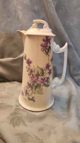 ANTIQUE HAND PAINTED LIMOGES T&V CHOCOLATE COFFEE TEA POT, VIOLETS ...