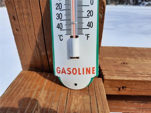 THICK PORCELAIN SINCLAIR DINO GASOLINE THERMOMETER GAS & OIL FILLING ...