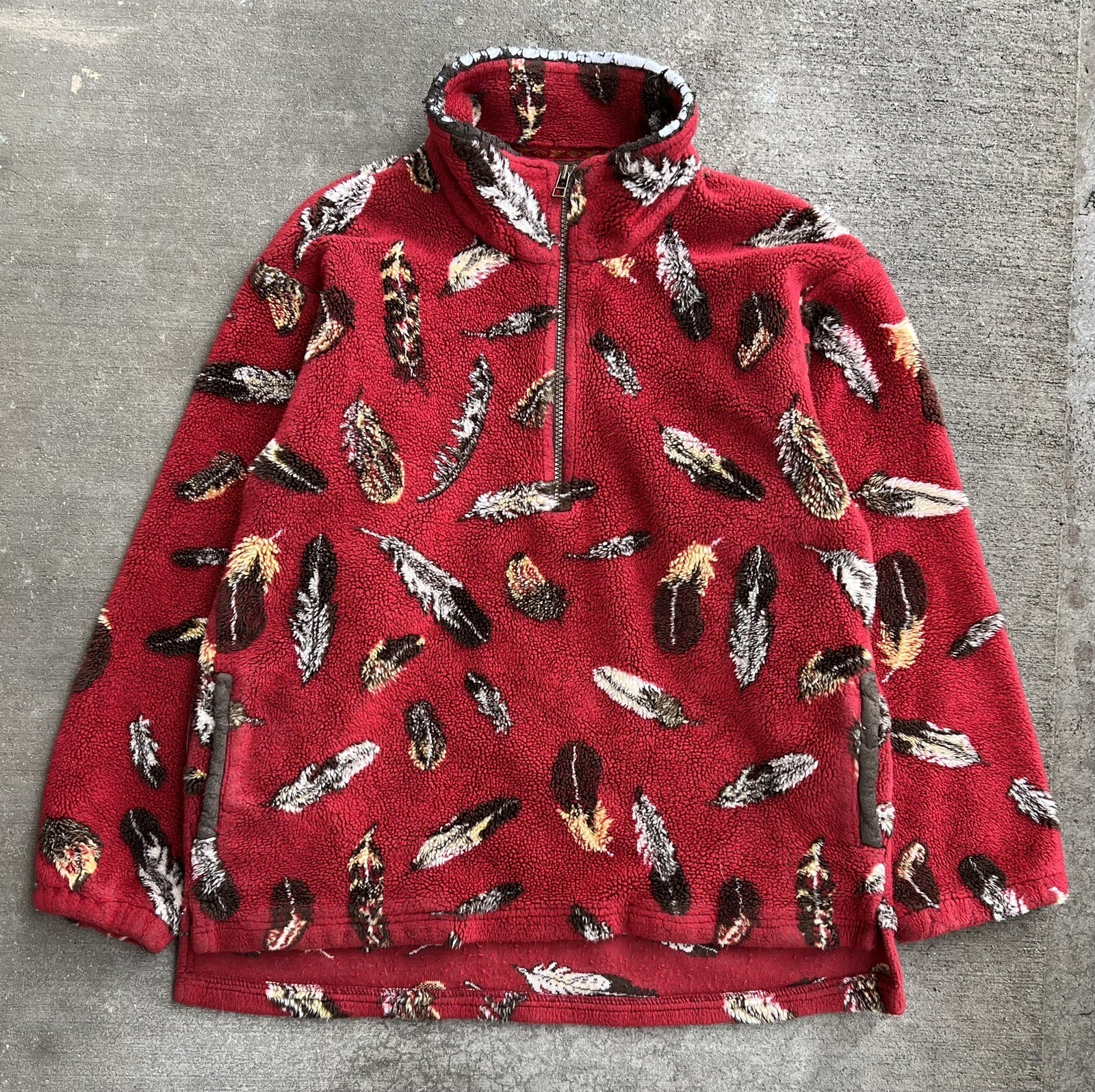 Vintage Tsunami 90s Native Feather Quater Zip Fleece … - Gem