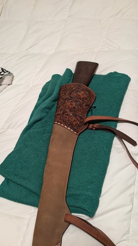 Western Leather Rifle Scabbard Sheath Genuine Leather Lever Action ...