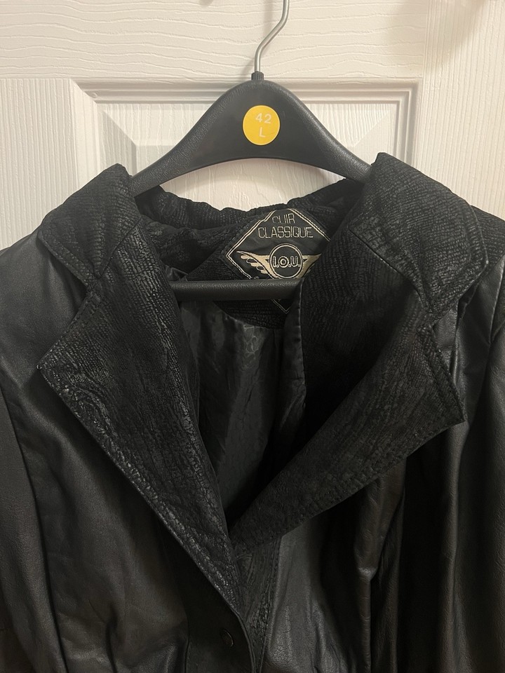 Vintage IOU Leather Jacket Women’s Bomber Size Small Cropped Goth Biker ...