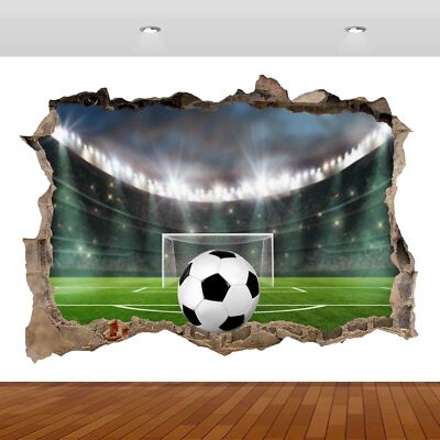 Football FC Club Lights Stadium 3D Smashed Wall Sticker Poster Vinyl ...