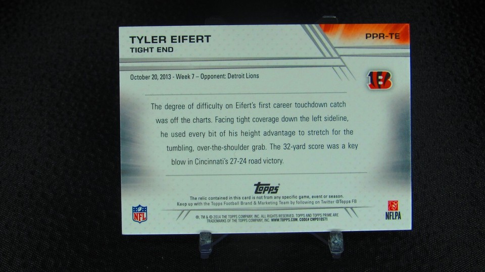 2014 Topps Prime Prime Performance Relic Tyler Eifert Cincinnati Bengals /99 | eBay