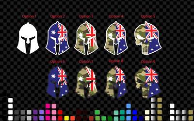 Spartan PUNISHER Camouflag Australian Flag Sticker Decal Skull Car Bike ...