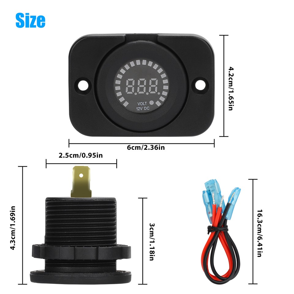 2x Waterproof Car Battery Meter Voltmeter LED Digital Display Voltage ...
