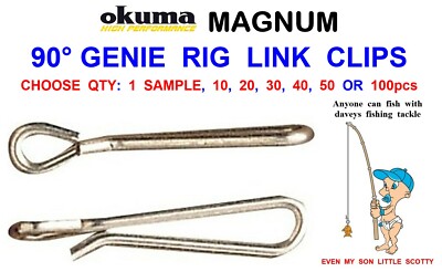 OKUMA 90° SIDE SNAP GENIE RIG CLIPS SEA FISHING LINE BRAID BAIT CLIP ...