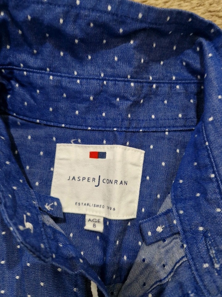 Jasper Conran Short Sleeve Blue Shirt With White Spots 6 Years | eBay UK