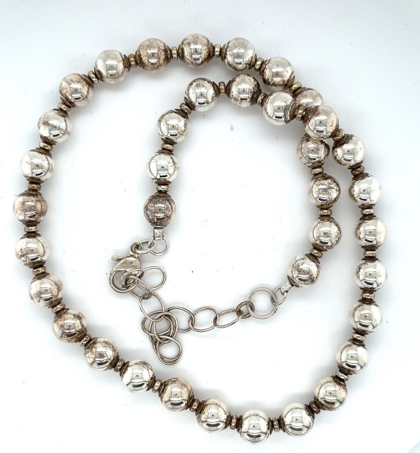 925 Sterling Silver Ball Necklace - 16-18 Inch | eBay