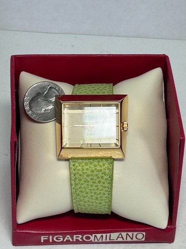 Figaro Milano Green Band Gold Tone Watch W174 | eBay
