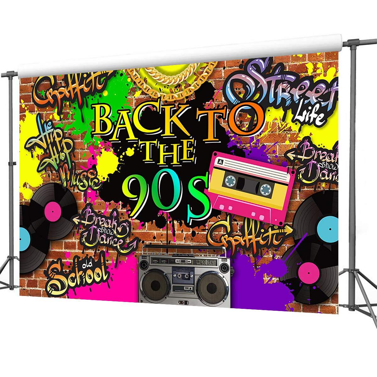 90s Hip Hop Graffiti Brick Wall Prom Background Photography Backdrop