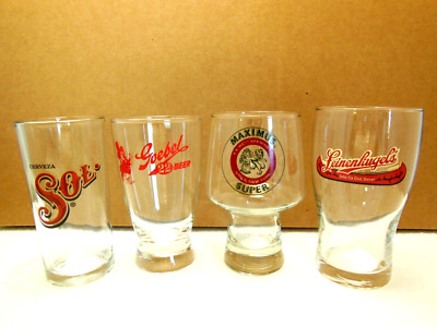 4 VTG ADVERTISING ASSORTED STYLES & SIZES BEER GLASSES - GOEBEL ...