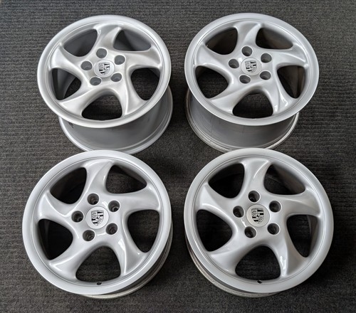 4 Factory Porsche Carrera 911 996 18" OEM Wheels Turbo Twist Style Rims ...