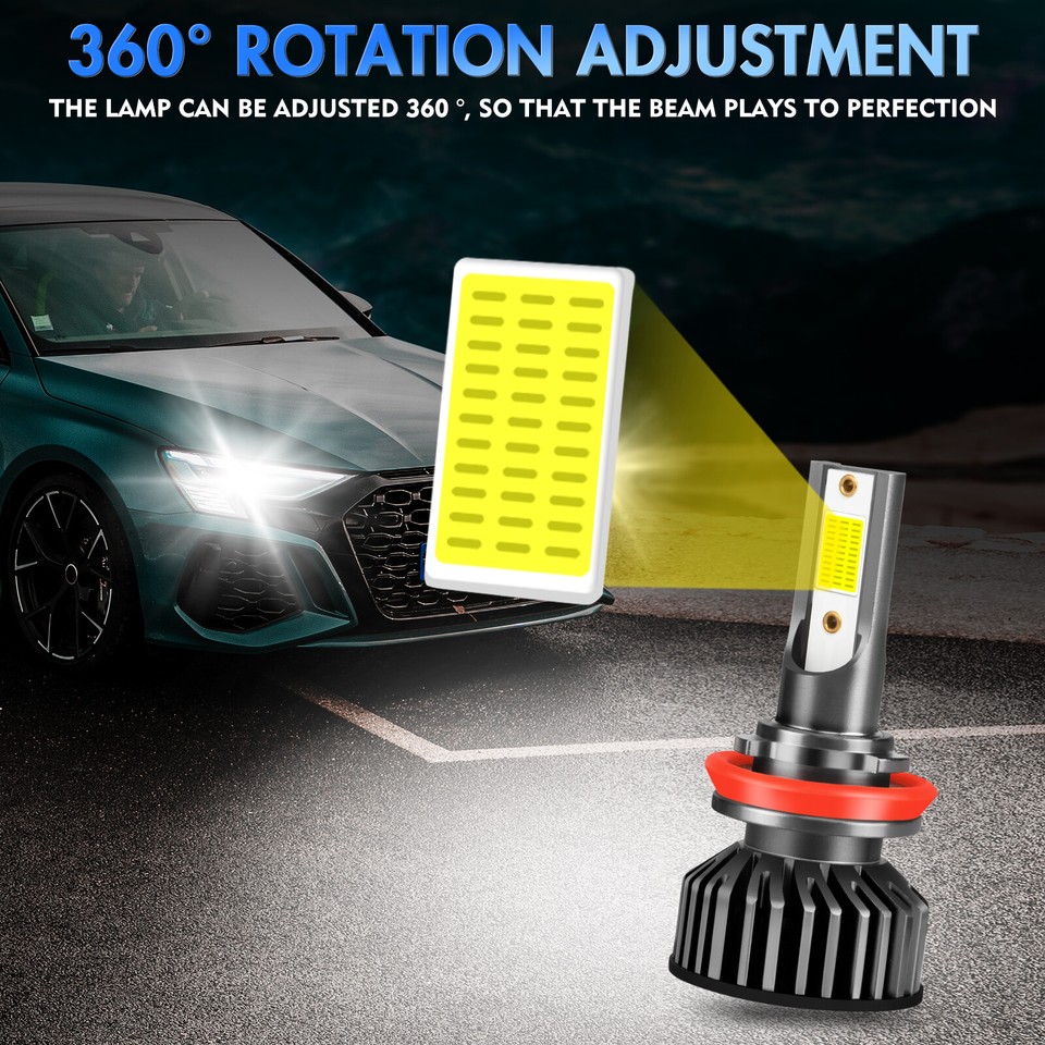 4x LED Headlight For Can-Am Defender HD5 HD8 HD10 Combo Bulbs H11+H11 ...