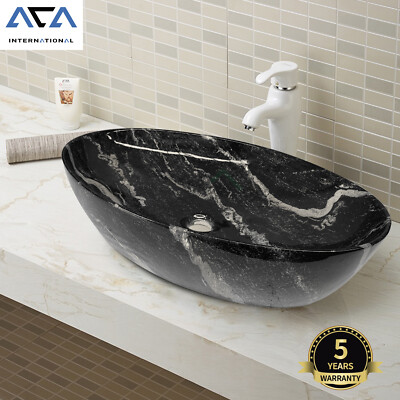 Bathroom Black Hand Wash Ceramic Basin Vanity Sink Bowls Oval Above ...