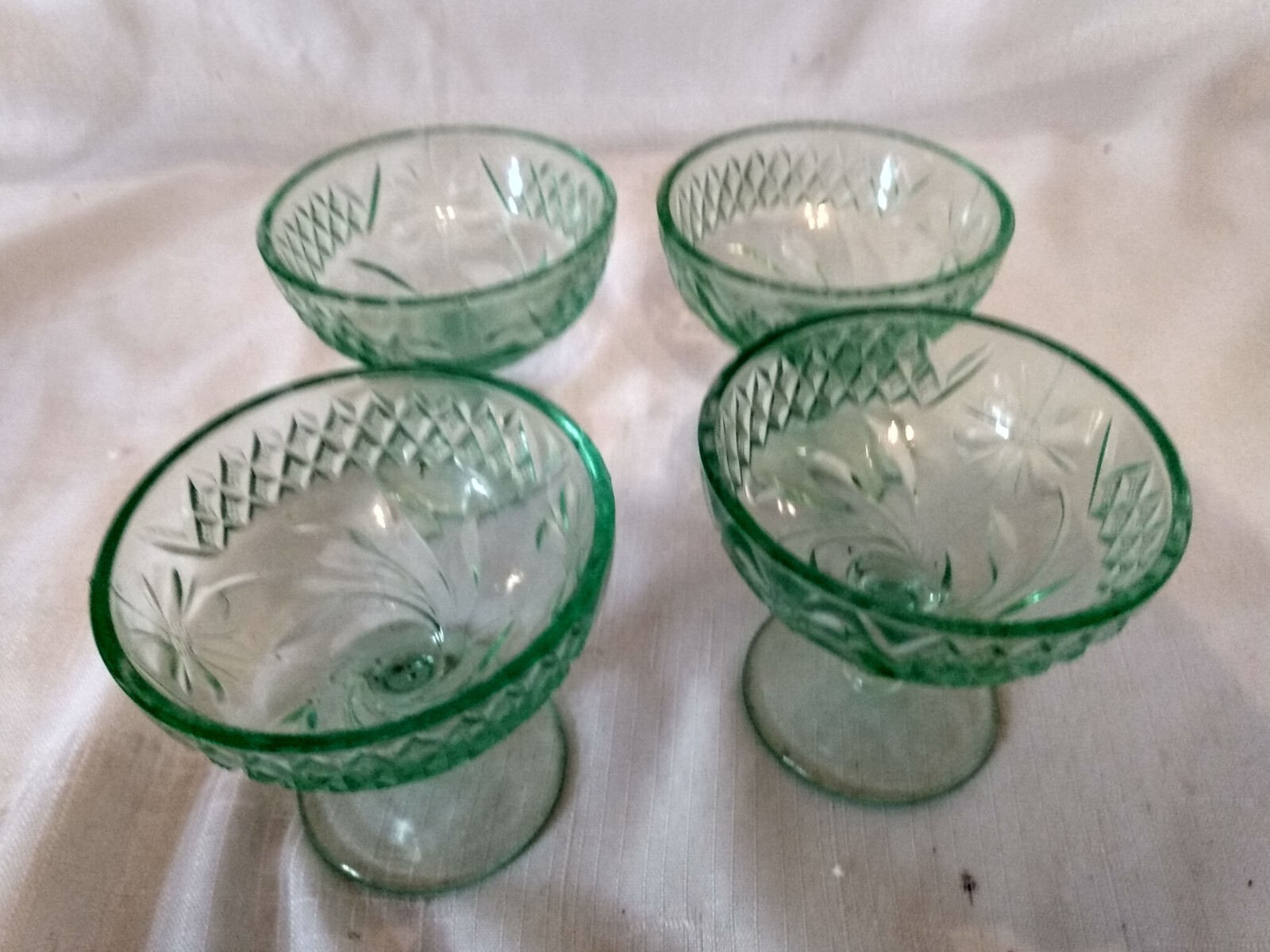 vintage green depression glass sherbert Bowls, Set Of 4 | eBay