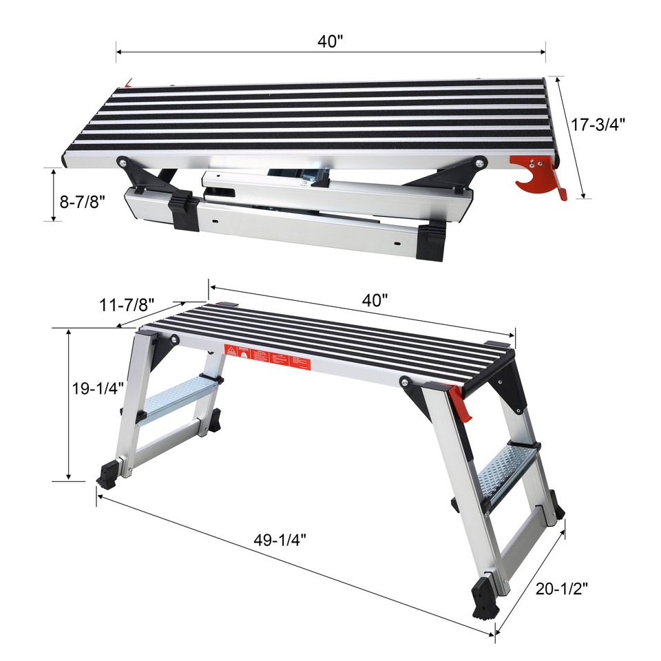 Aluminum Platform Non-Slip Folding Work Bench Drywall Stool Ladder ...