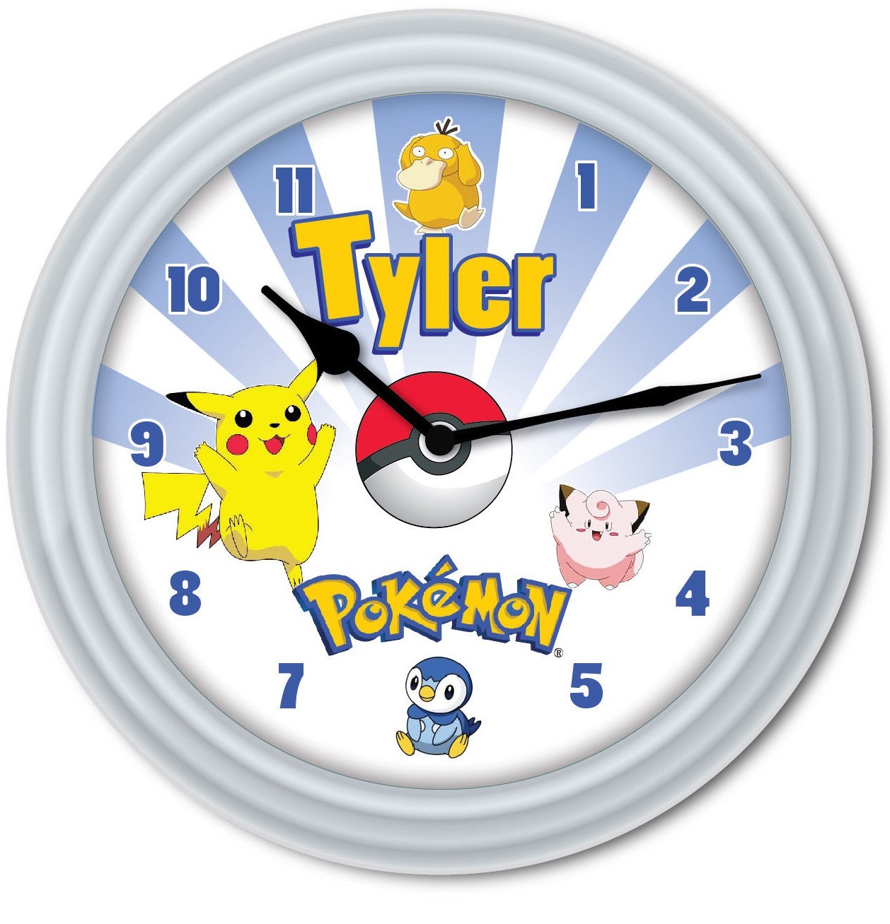 Pokemon Pikachu PERSONALIZED Wall Clock - Pokeball Kids Bedroom - GREAT ...