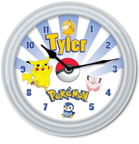 Pokemon Pikachu PERSONALIZED Wall Clock - Pokeball Kids Bedroom - GREAT ...