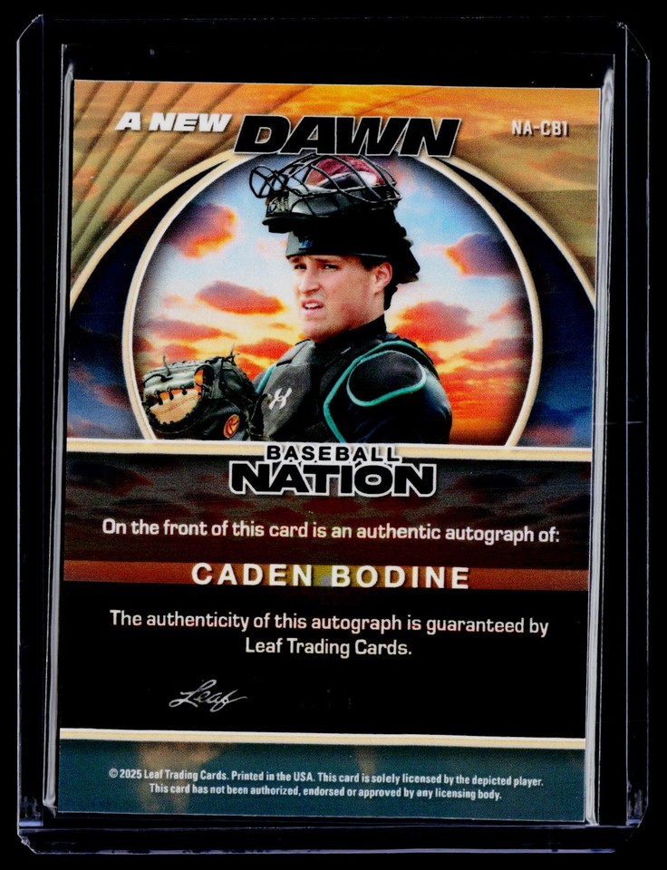 2025 Leaf Baseball Nation #5/15 Silver Sparkles Caden Bodine A New Dawn ...