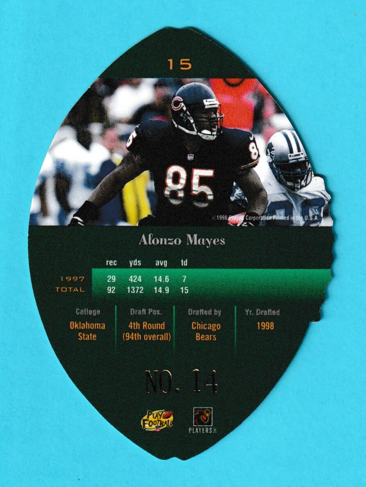 1998 Playoff Leather Registered Exchange RC Alonzo Mayes Bears #15 14/ ...